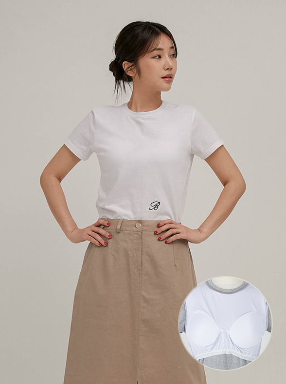 아르보노 레터링 워싱 세미크롭 노브라 반팔티 지그재그 전용