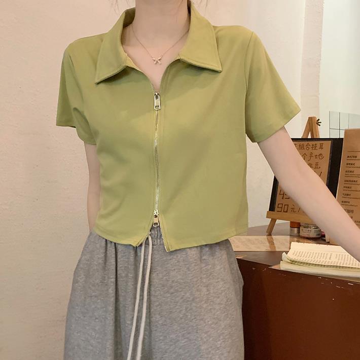 베이지하루 집업 카라 지퍼 여름 여성 티셔츠 카라 반팔 면티 슬림 봄 간절기 코튼 탑 상의 이너 심플 베이직 데일리룩 30대 40대 여자 레이디 기본티 단체티 편한 캐주얼