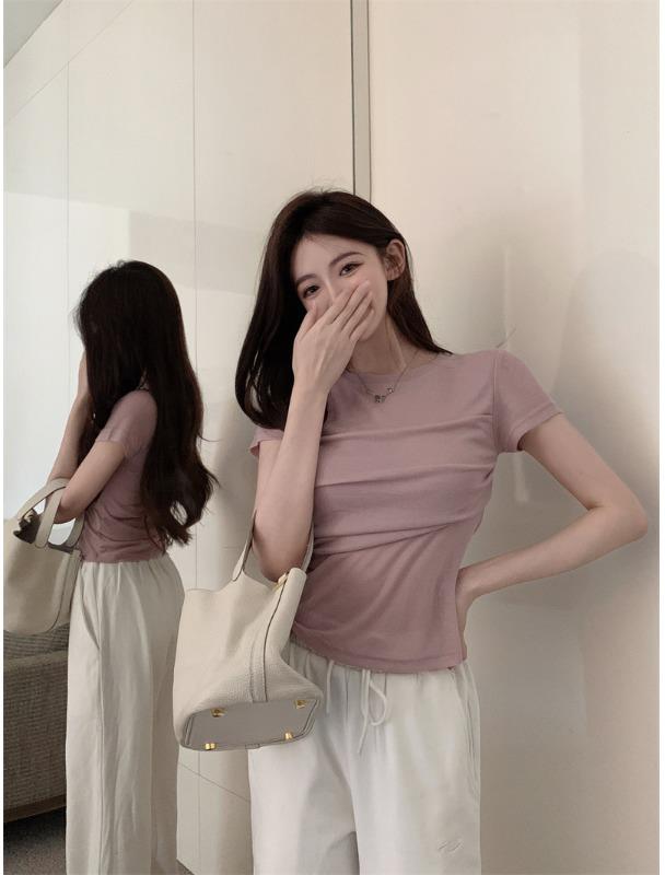 섹시 슬림핏 여자 심플 단아한 시스루 상의 여성 탑 티셔츠 캐주얼 올매치 핑크 화이트 여름 봄 가을 이너 셔링 데일리룩 여친룩 오피스룩 라운드넥 반팔 반소매 반팔티