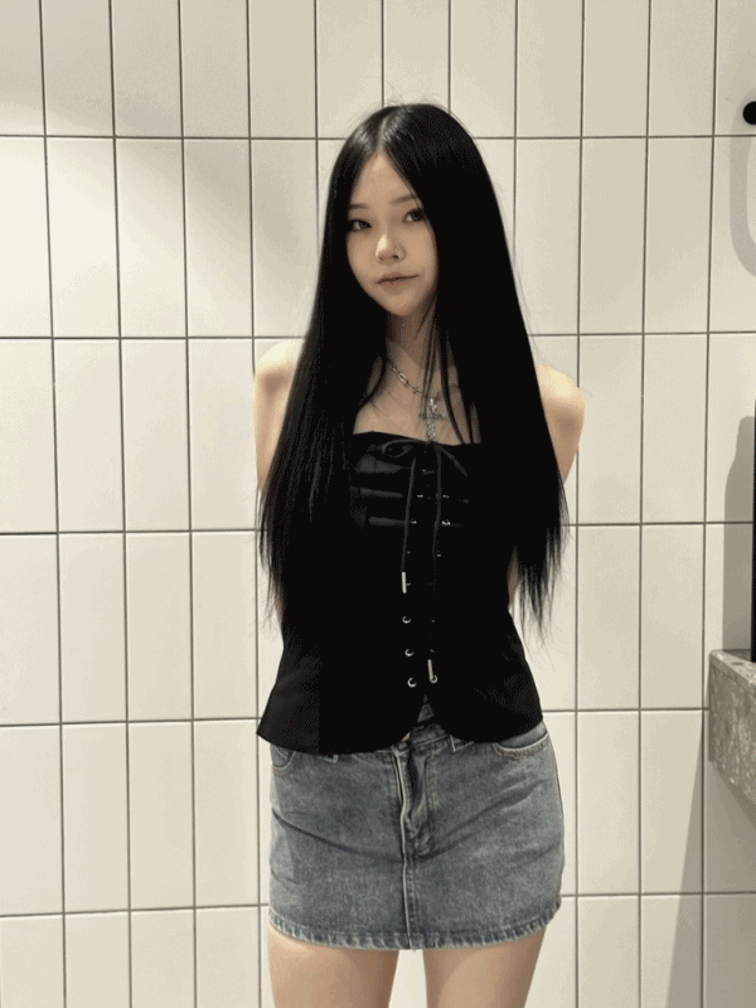 엔젤베이비 롱 코르셋 블랙 탑