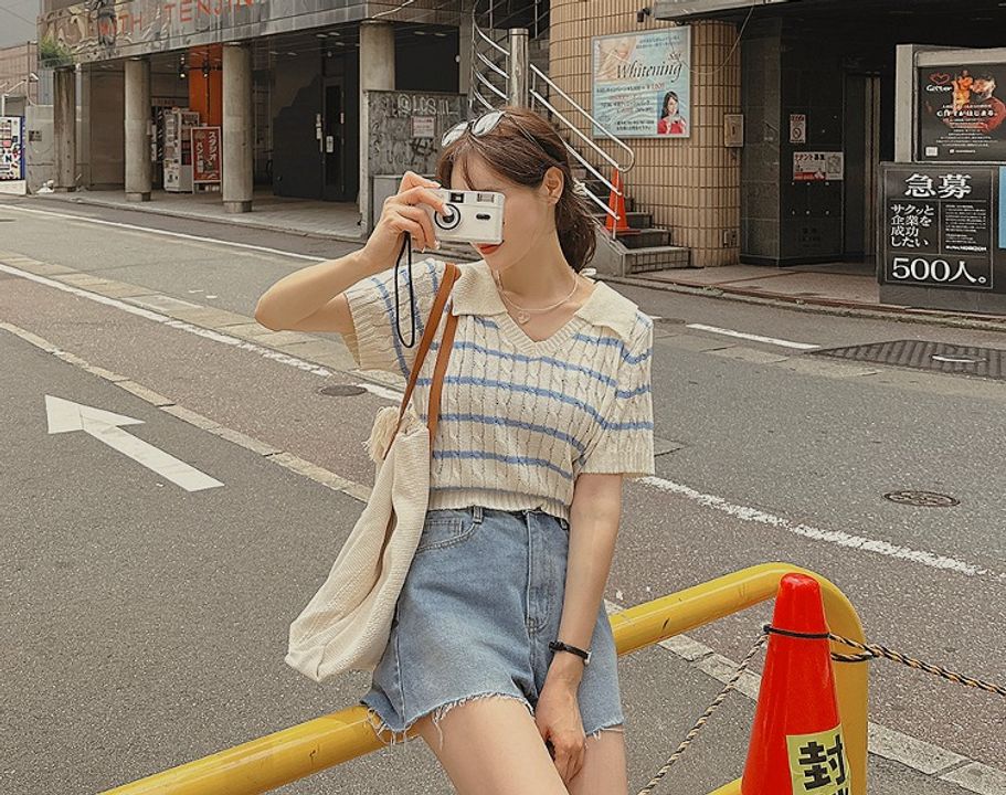 리리앤코 7천장 돌파 베유딘 오픈카라 배색 썸머 니트 여름 신상 썸머룩 데일리룩 바캉스룩 여행룩 휴양지룩 휴가룩 데이트