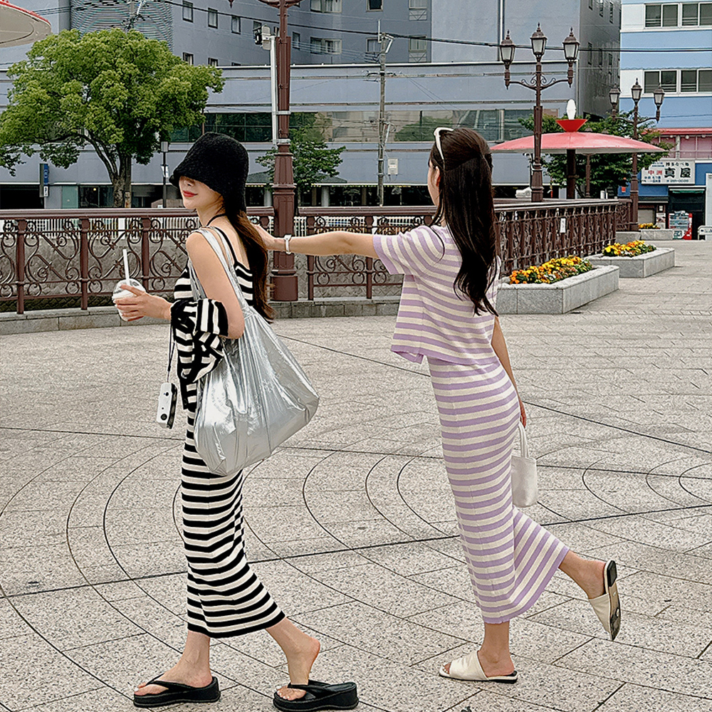 리리앤코 3천장 돌파 루브링 스판 골지 스트라이프 니트 투피스 세트 여름 신상 썸머룩 데일리룩 바캉스룩 여행룩 휴양지룩