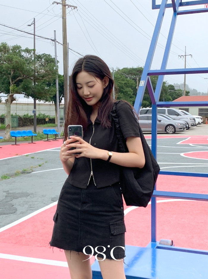98도씨 [98project] 롭스 지퍼카라 크롭 자켓 - 2 color