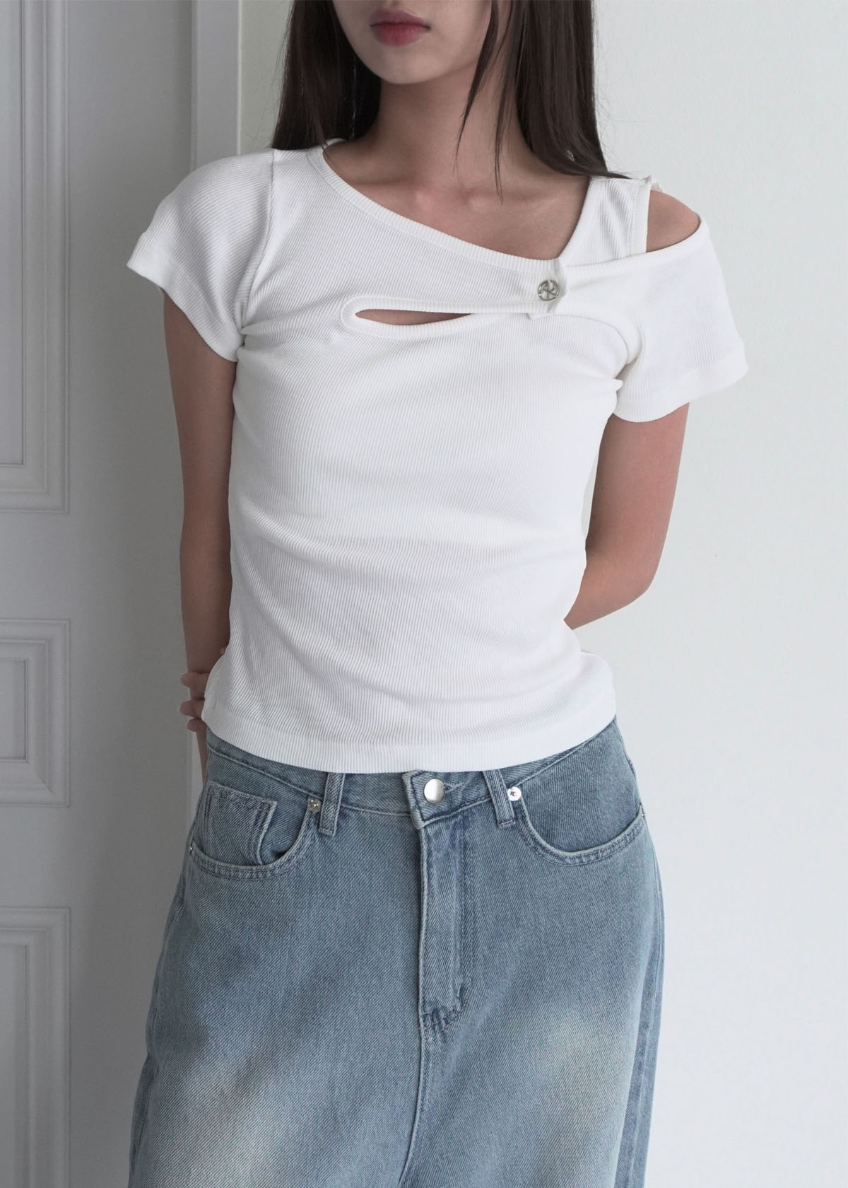 랩트 Button Hole Unbalance Half Tee (2c)