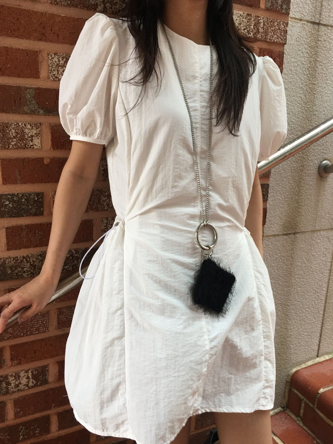 노비야카 Nylon puff string ops (Ivory, charcoal)