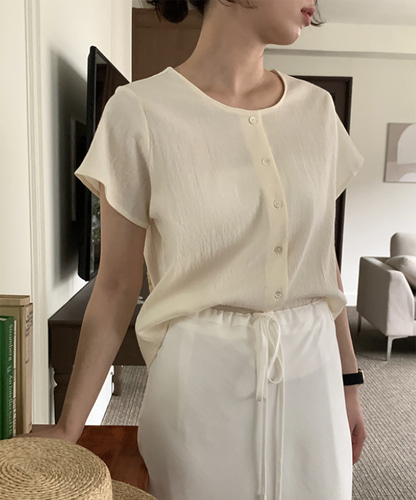 버나뎃 드온도 크링클 반팔 블라우스 (2col) deondo