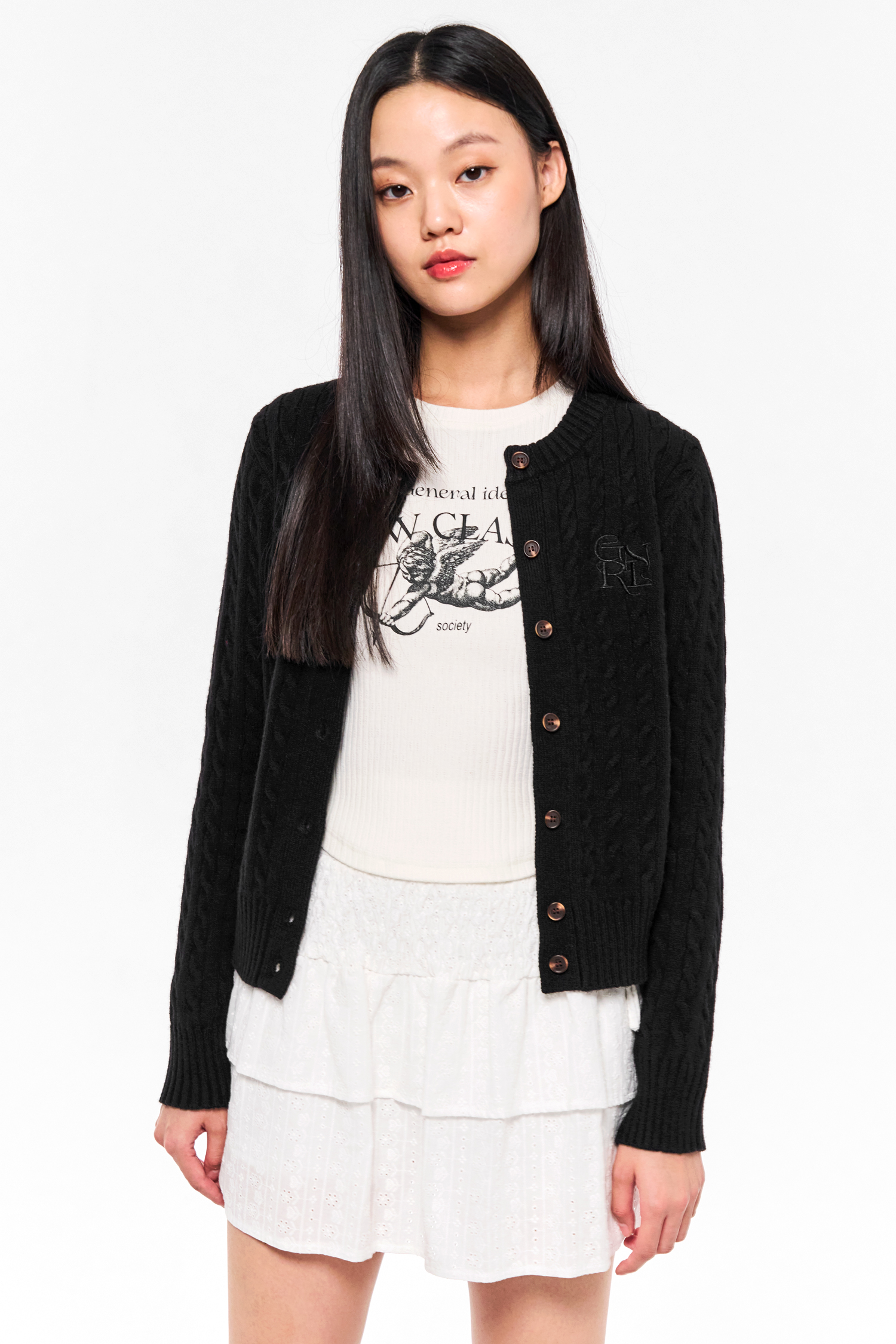 제너럴아이디어 WOMAN GNRL 케이블 가디건 [BLACK]