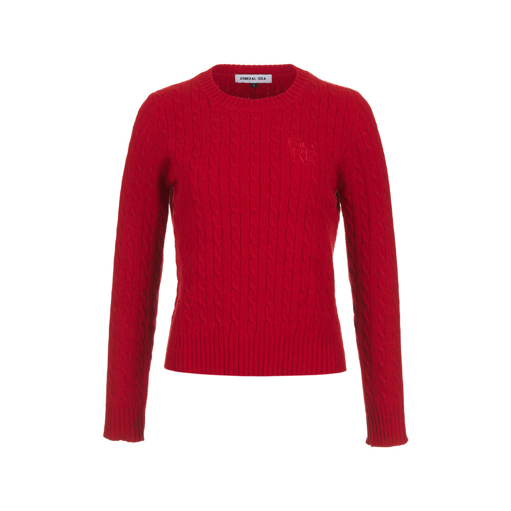 제너럴아이디어 WOMAN GNRL 케이블 풀오버 [RED] - 위시버킷