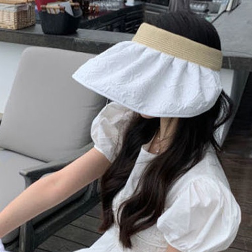 드레시백 로미 밀짚 왕골 라탄 레이스 바캉스 비치 모자 돌돌이 썬캡 휴양지룩 양면 리버시블 라피아햇 플리츠 챙모자 빈티지 로맨틱