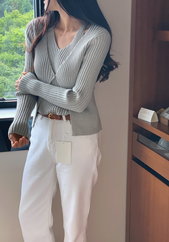 멜로즈무드 언더 홀터넥 가디건니트nt(3color)