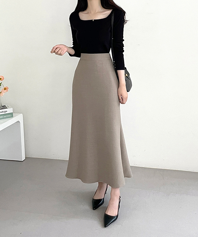 클래식블랑 센트리 허리잘록 봄 가을 간절기 하객 밴딩 머메이드 롱 스커트 치마 오피스룩 출근룩 데일리룩 데이트룩 여행 결혼식 모임룩 아나운서