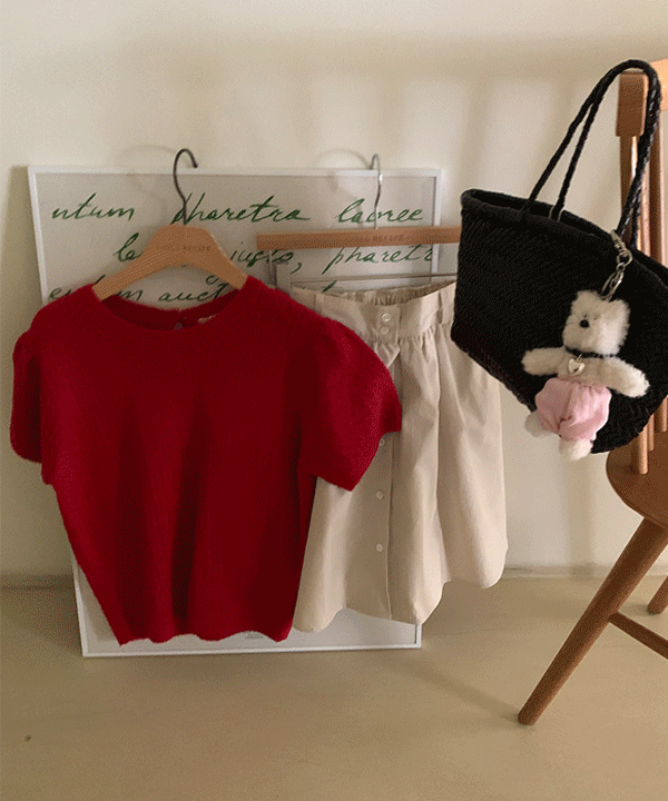 헤븐 꽈배기 반팔 니트 nt (3color)(울30%)