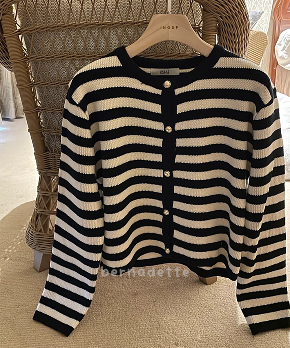 이너프 셀린 스트라이프 가디건 (3col) inouf