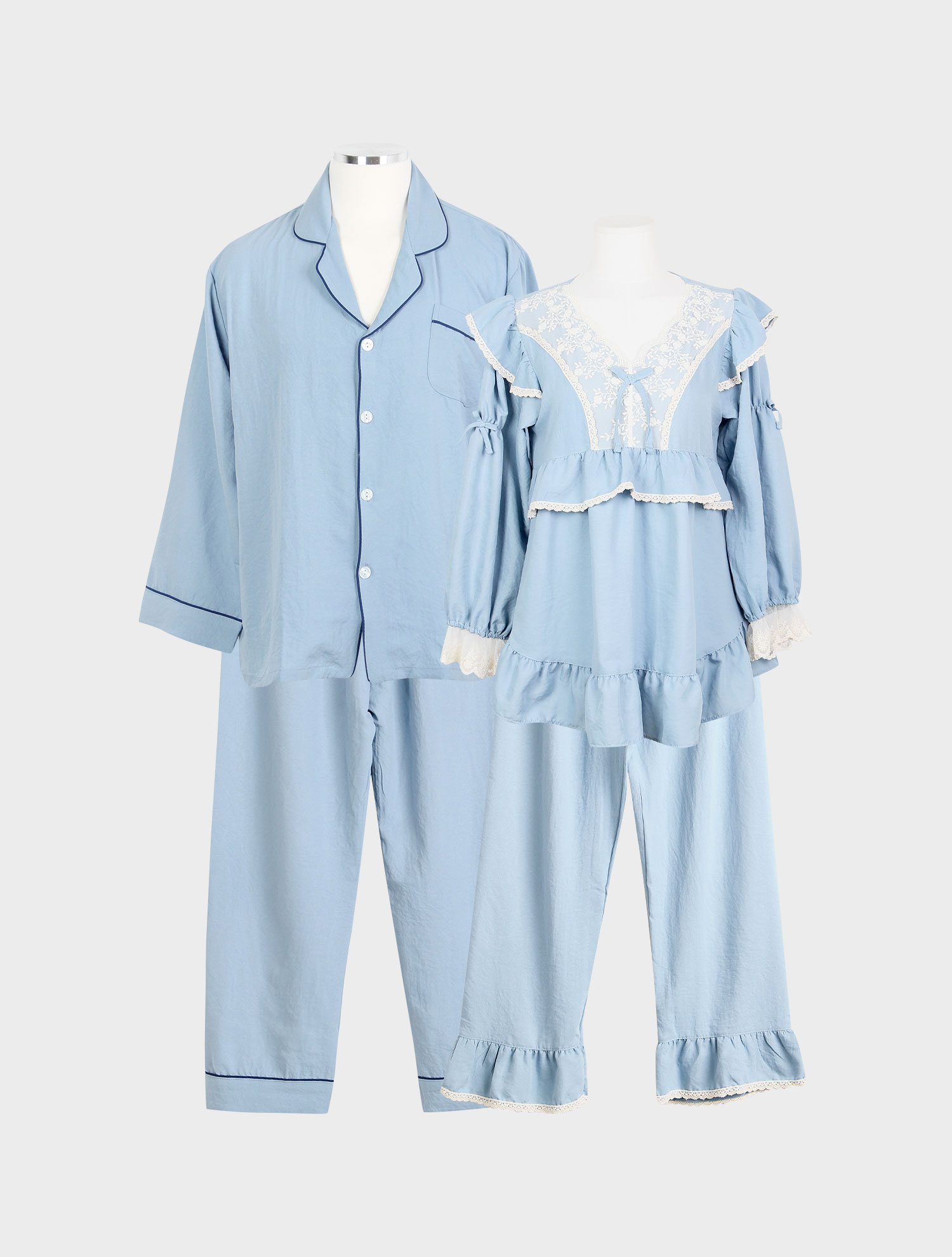 커플 피오니 샌드워싱 브이넥 투피스 잠옷(2C) 23-04553