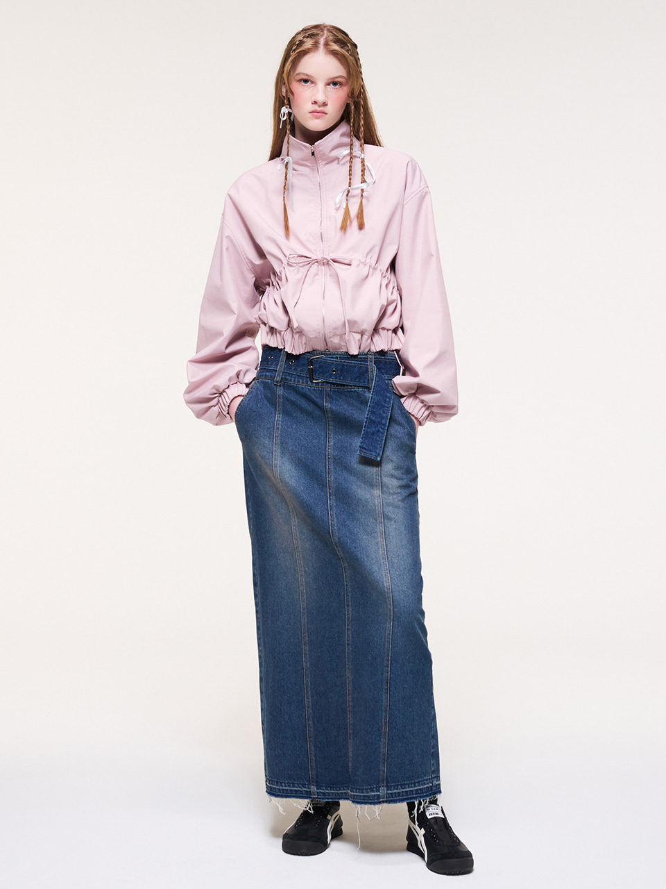 에트몽 [ZIGZAG] Shirring String Wind Jumper, Pink