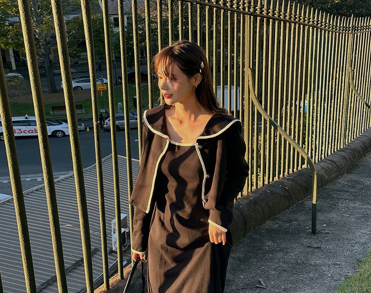 리리앤코 1천장 돌파 르테븐 스판 세일러 가디건 원피스 세트 끈조절 가을 신상 빅사이즈 가을원피스 긴팔가디건 가을가디건 가디건원피스세트 롱원피스 뷔스티에원피스