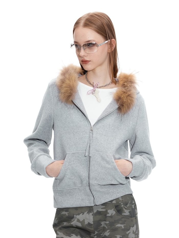 런웨이티켓 (5차 예정)Millennium Soft Fur Hood Zip-up_Gray