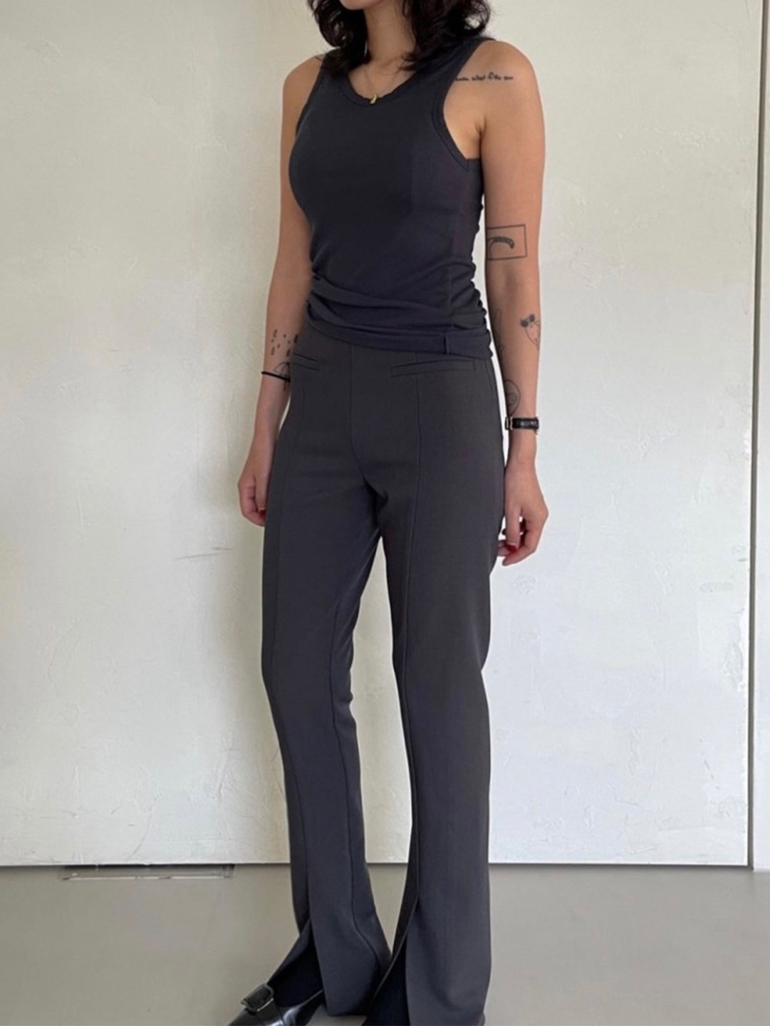 메틸 front slit slacks (2colors)