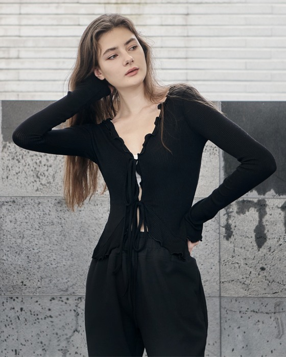 데비웨어 라일리 러플 리본 가디건DEVI-O0013-블랙
