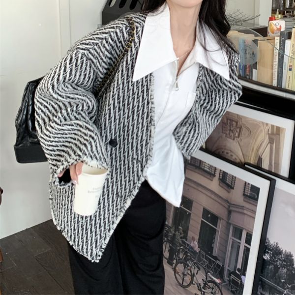 빅카라 루즈핏 더블집업 캐주얼 셔츠 러블리 캐주얼 데일리 데이트 여성 기본 편한 얇은 귀여운