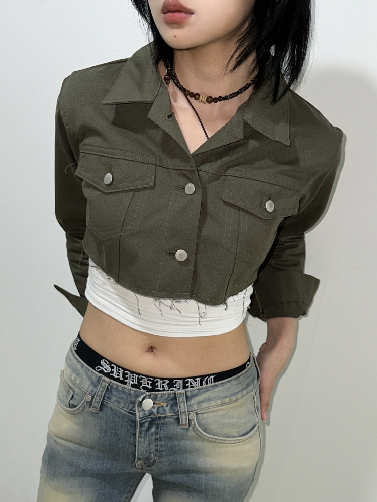 키미스 미니 업 크롭 y2k 데끼 트러커 자켓(3color/3-5일 여유주문)