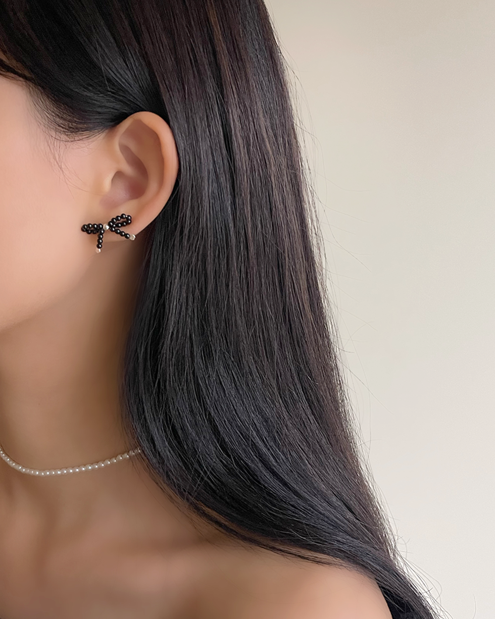 엣더룸 실버925 비즈 리본 피어싱 (2color)