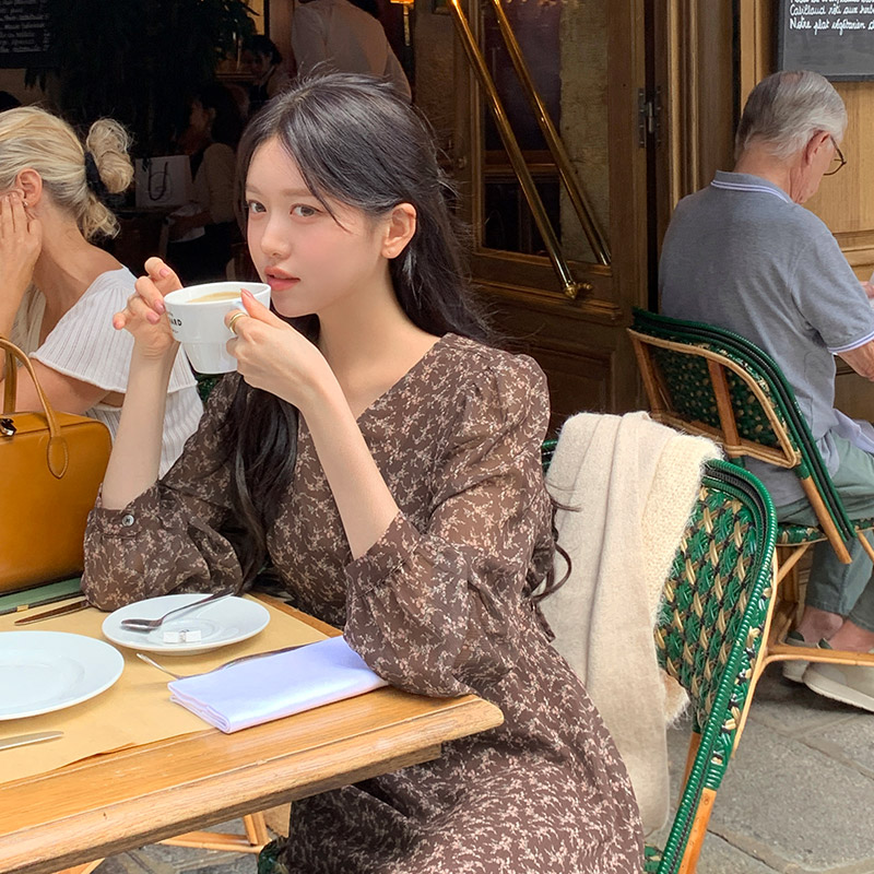 아뜨랑스 Ver여리핏 ⛄초겨울 준비쿠폰팩 주문폭주 자체제작 아테네 플라워 롱 간절기 하객룩 원피스 쉬폰원피스 롱 가을원피스 롱원피스 쉬폰원피스 하객룩 랩원피스