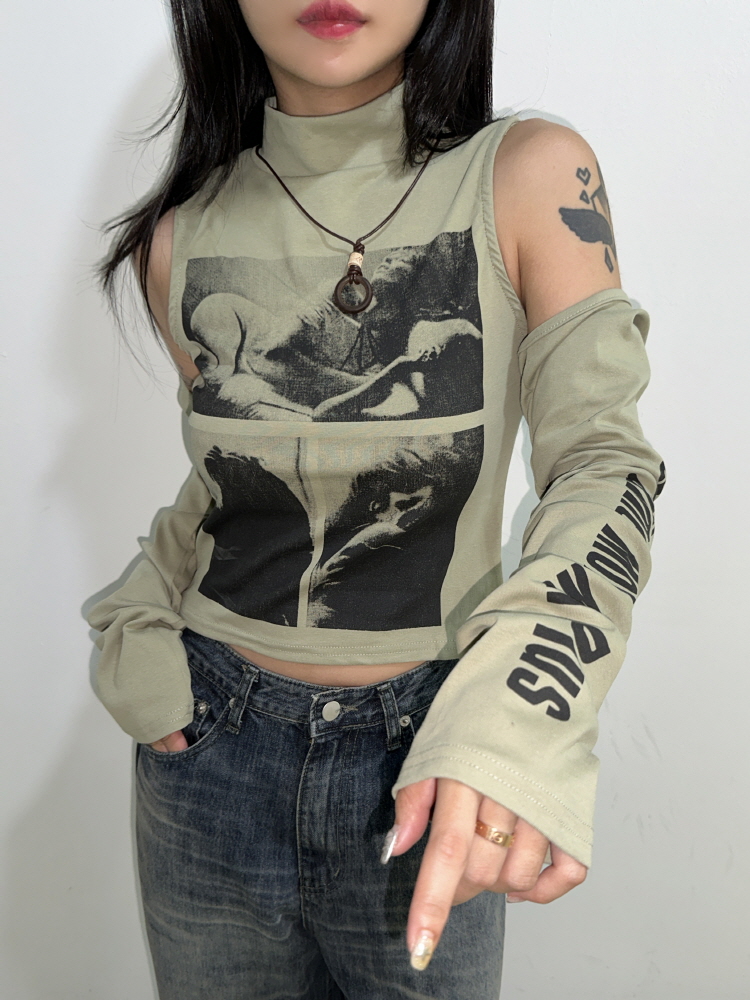 키미스 [set!]힙즈 y2k 프린팅 레터 볼레로 가디건 & 홀터 나시 탑 set(3color/3-5일 여유주문)