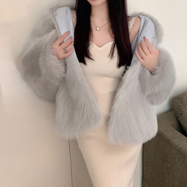 후드 페이크퍼 코트 점퍼 데이트 데일리 간절기 가을 겨울 자켓 재킷 러블리 캐주얼 연말모임룩
