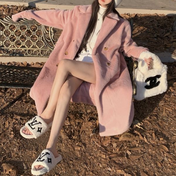 테일러드 카라 모피 롱 코트 점퍼 데이트 데일리 간절기 가을 겨울 자켓 재킷 러블리 캐주얼 연말모임룩