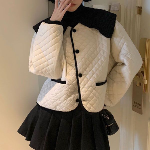 플리츠 카라 패딩 자켓 자켓 바람막이 경량패딩 점퍼 간절기 가을 겨울 데일리 데이트 역시즌패딩