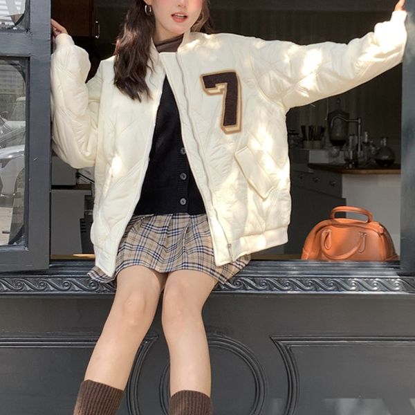 그리드 자수 웰론 패딩 점퍼 자켓 바람막이 경량패딩 점퍼 간절기 가을 겨울 데일리 데이트 역시즌패딩