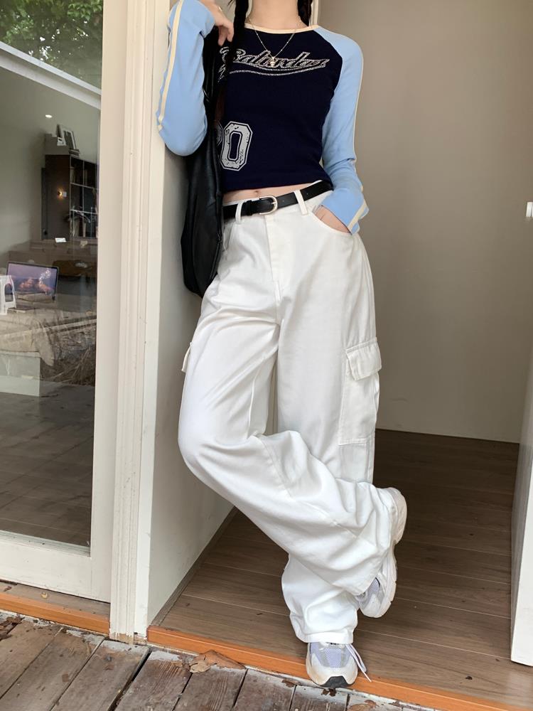 [3color][3size] 하이웨스트 와이드 롱 팬츠 카고 팬츠 포켓 트렌디 복고 Y2K 캐주얼 면바지 학생룩 캠퍼스룩 여친룩 댄서룩 MZ 힙한 스트릿 일상룩 가을 데일리룩
