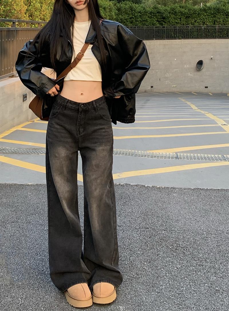 [3size] 데님 로우웨스트 워싱 와이드 롱팬츠 통바지 청바지 캐주얼 학생룩 캠퍼스룩 빈티지 복고 레트로 여친룩 데이트룩 MZ 힙한 스트릿 일상룩 가을 데일리룩