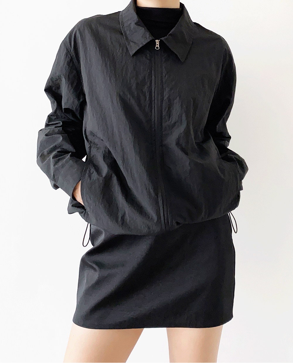 리유 see through nylon jk 2color