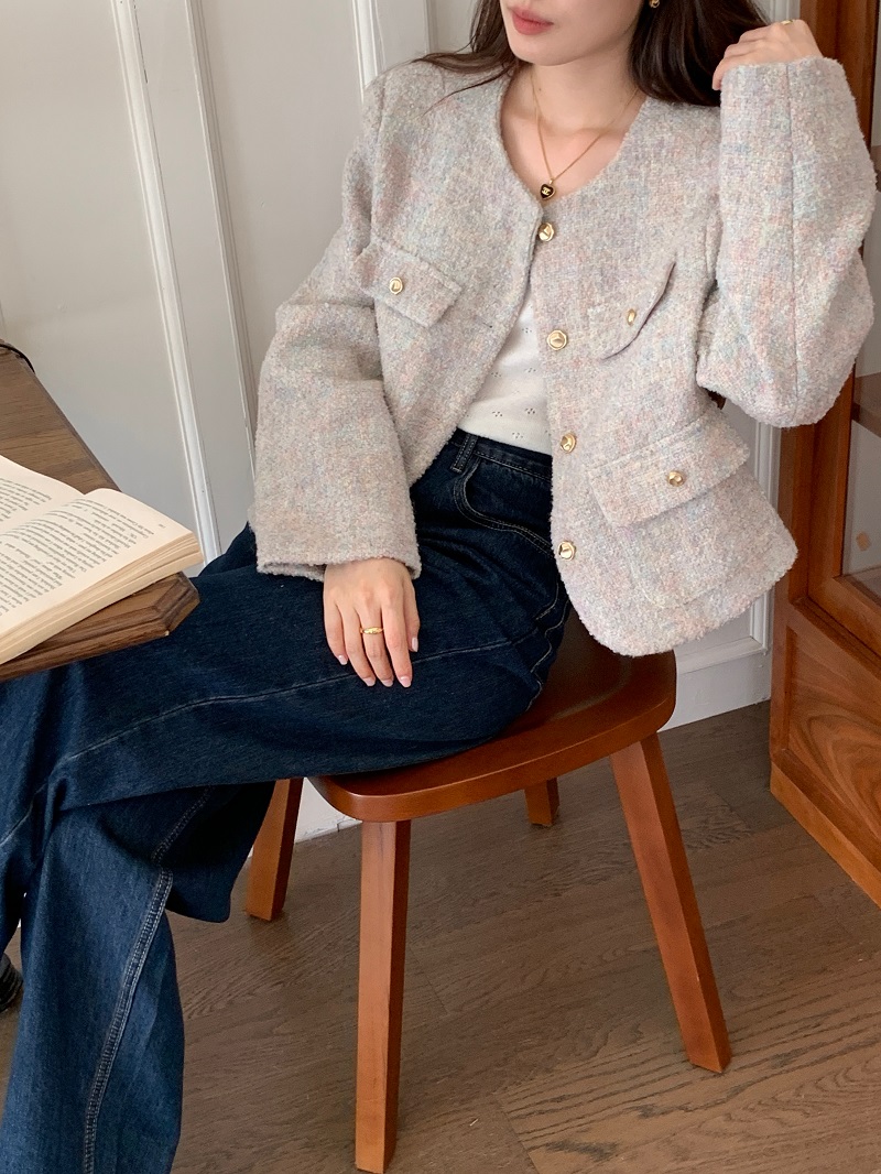 베이지하루 러블리 노카라 모직 자켓 베이직 데일리 긴팔 마이 포켓 러블리 가을 겨울 가디건 오피스룩 캐주얼 올매치 버튼 루즈핏 따뜻한 모직 아우터 간절기 오피스룩 20대