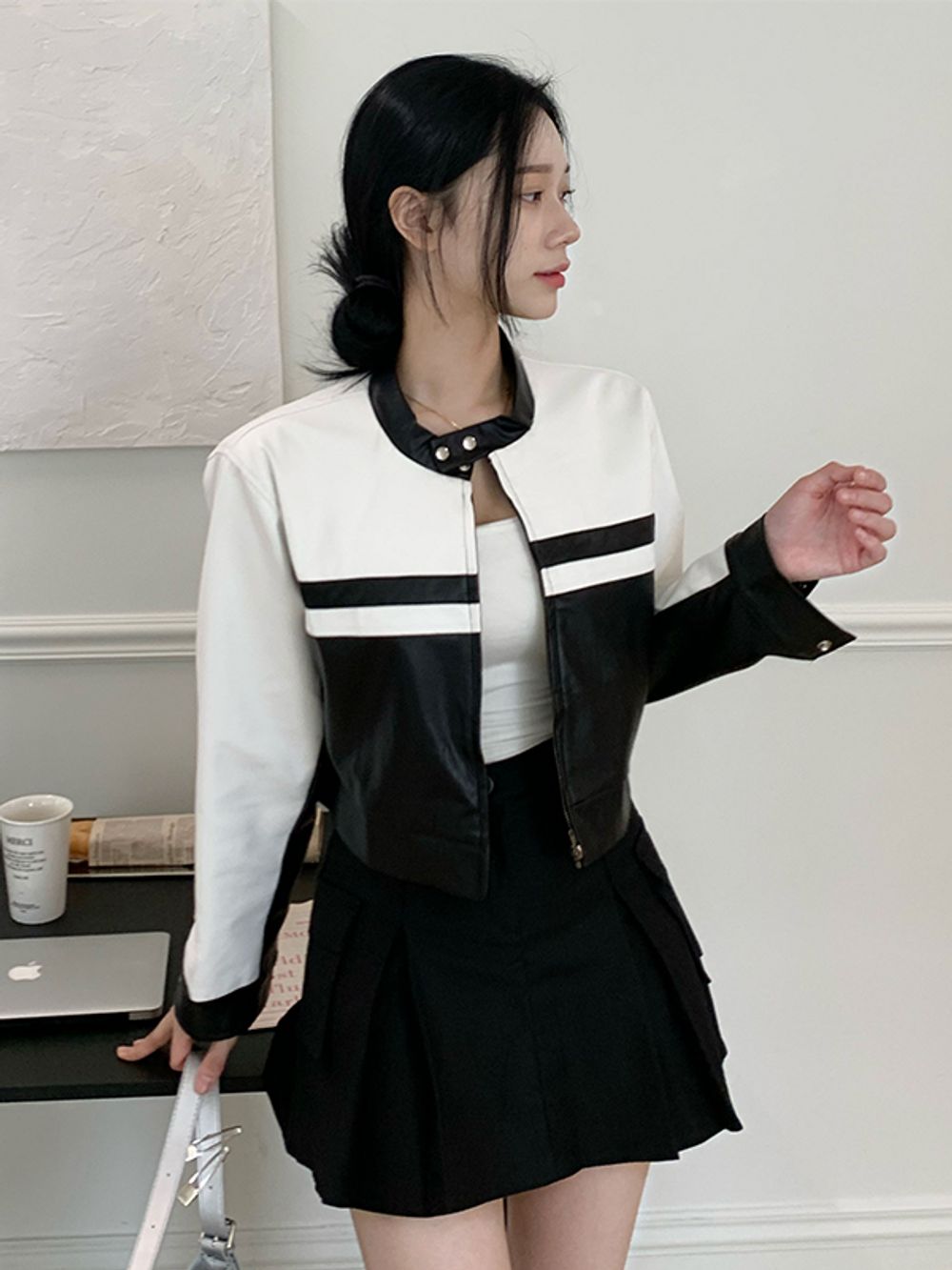 루미에르 인기초비상🔥 스우파 레이싱 자켓 가죽자켓 레더자켓 레자자켓 배색자켓 라이더자켓 댄서 공연 Y2k 유니크 스트릿 숏자켓 크롭자켓 가을자켓 겨울자켓 패딩 점퍼