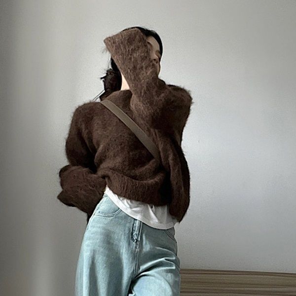 데일리언니 라운드넥 데일리 퍼 니트 티셔츠 결혼식투피스 하객 가을 데이트 데일리 오피스룩 니트티 오피스룩 캐주얼 러블리 봄 맨투맨 카디건