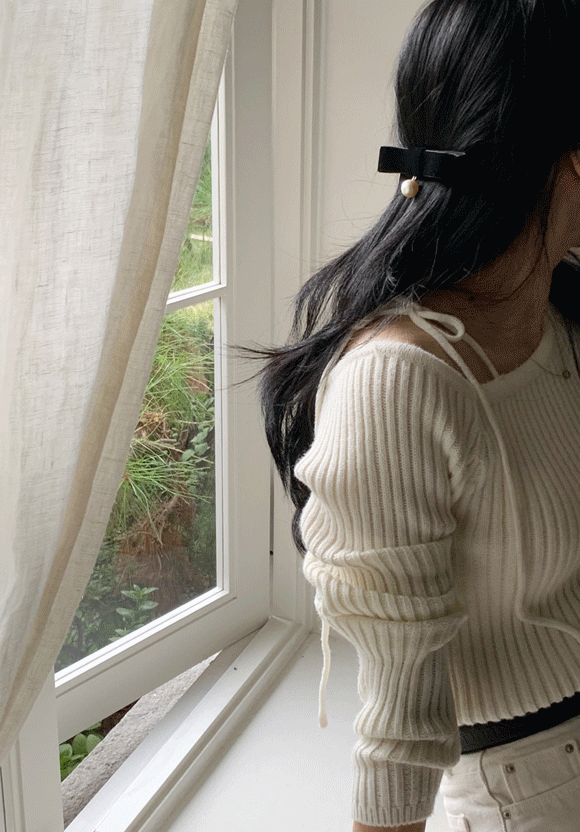 멜로즈무드 베니 언발 리본골지니트nt(3color)