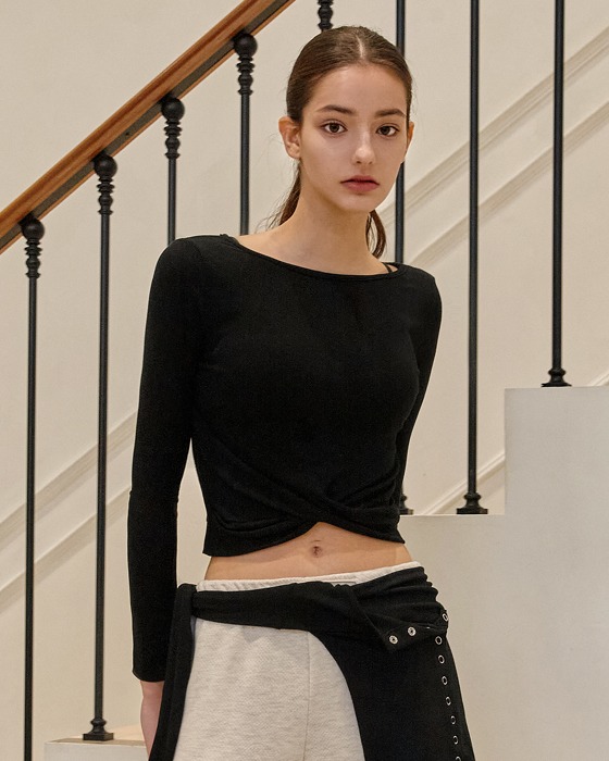 데비웨어 릴리즈 꼬임 롱슬리브DEVI-T0095-블랙