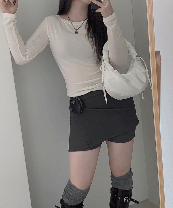 #11281, [모델소장] 베이직 쫀쫀스판 슬림핏 보트넥 긴팔t : 4color