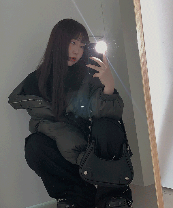 하비언니 11282 [모델소장] 트렌디 오리털 크롭 스트링 숏 패딩 3color