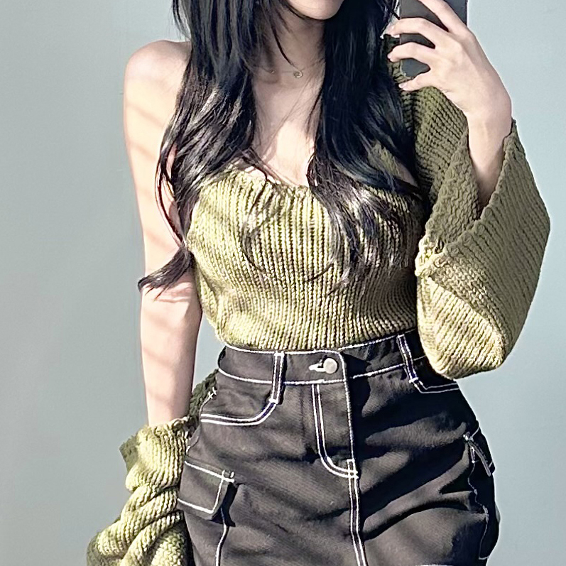 [무료배송 ][나시+가디건SET/4col] 군살커버! 아방핏 뜨개 니트 끈 나시 볼레로 가디건 세트 트렌디 여리핏 청순 존예 페미닌 유니크 간절기 러블리 (4colors)