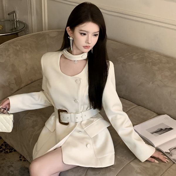 코지문 초커 포인트 벨트 정장 자켓 면접 상견례 오피스룩 예쁜 코디 데일리 데이트 캐주얼 가을 봄 겨울 점퍼 재킷 세미 정장 러블리 모임룩 연주회 하객