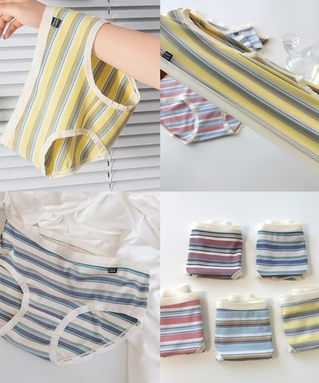 로맨시스 편한 스트라이프 모달 면 팬티 심리스 햄팬티 햄라인 배색 단가라 줄무늬 골지 누디 노라인 여성 속옷 순면 안감 스포츠팬티 데일리 세트 요가 운동 질염 학생 골반