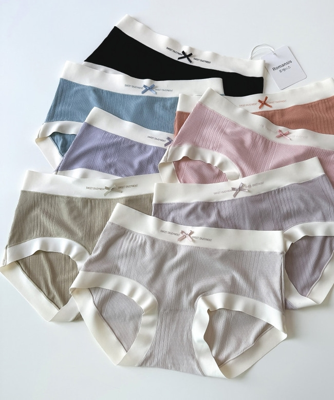 로맨시스 러블리 모달 팬티 편한 세미 드로즈 네모 팬티 심리스 밴딩 노라인 심리스팬티 햄라인 여자 팬티 요가 레깅스 속옷 스포츠 학생 리본 레터링 골지 비스코스모달 골반