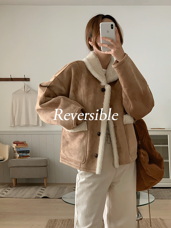 로빈유 빌링 양모 리버시블 하프 무스탕 코트 - ct(2color)