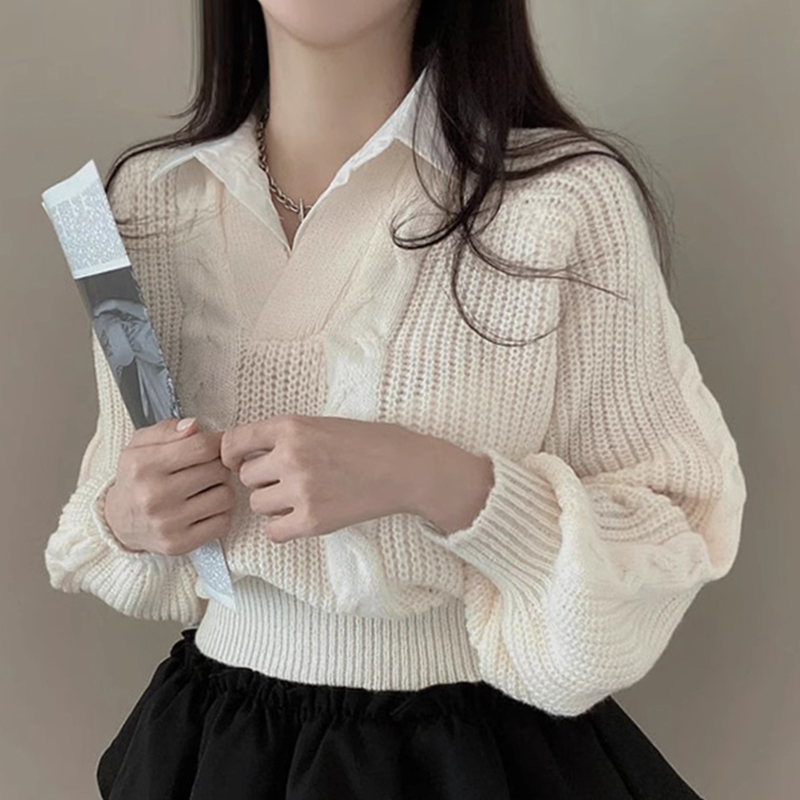 베이지하루 깔끔한 여자 니트 스웨터 꽈배기 니트탑 케이블 니트티 긴팔 폴로 숏 크롭 여성 탑 상의 루즈핏 캐주얼 올매치 여친룩 따뜻한 이너티 간절기 봄 가을 겨울 코디 패션