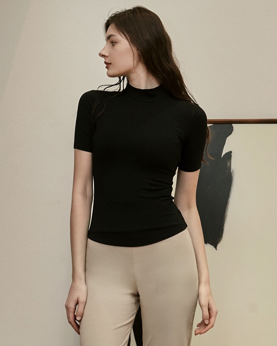 데비웨어 제인 하프넥 기모 반팔티DEVI-T0097-블랙