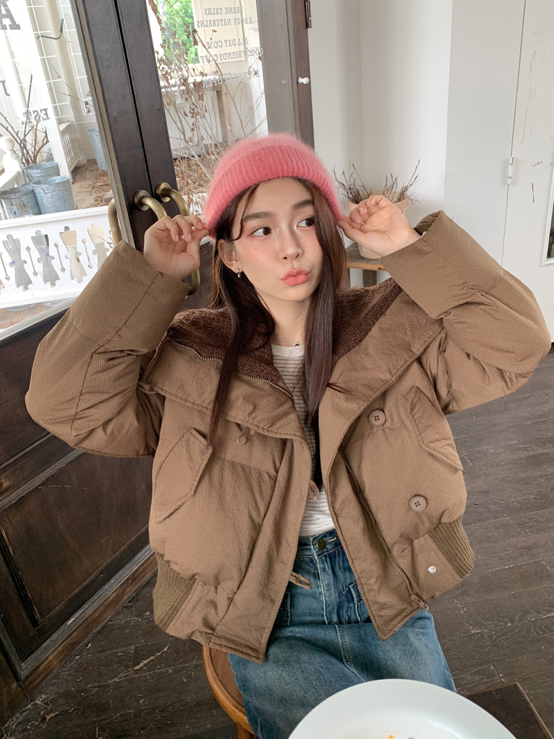 베이지하루 머슬 여자 숏패딩 여성 와이드카라 코튼 면 누빔 퀄팅 하이넥 터틀넥 카라 양털카라 데일리 패딩 잠바 점퍼 마이 양털